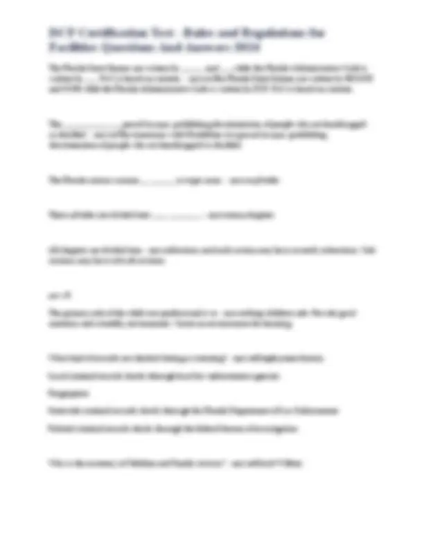 DCF Certification Test - Rules and Regulations for Facilities Questions ...