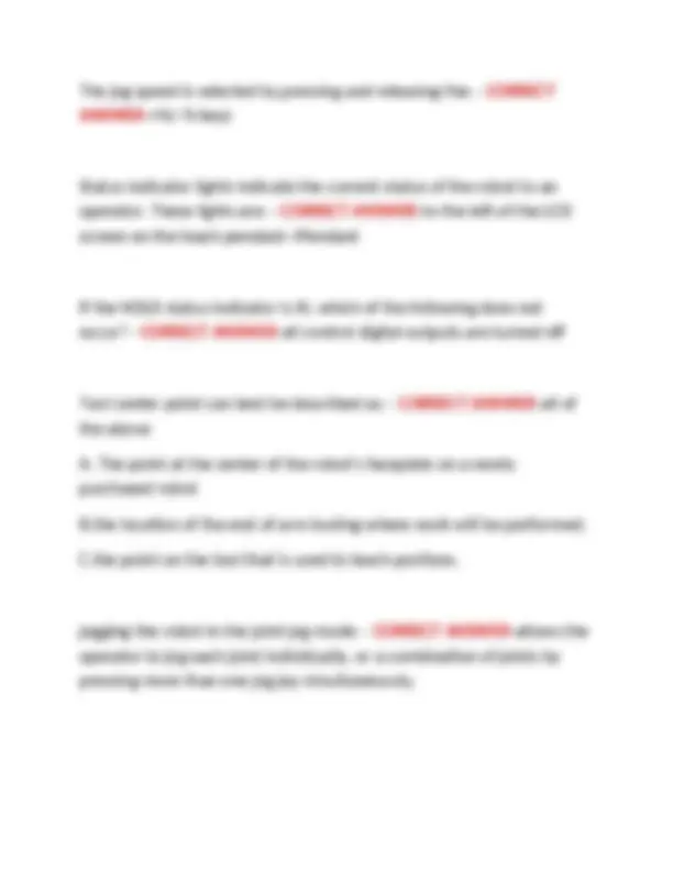 Fanuc Robotics Certification Exam Questions and Answers | Exams Nursing | Docsity