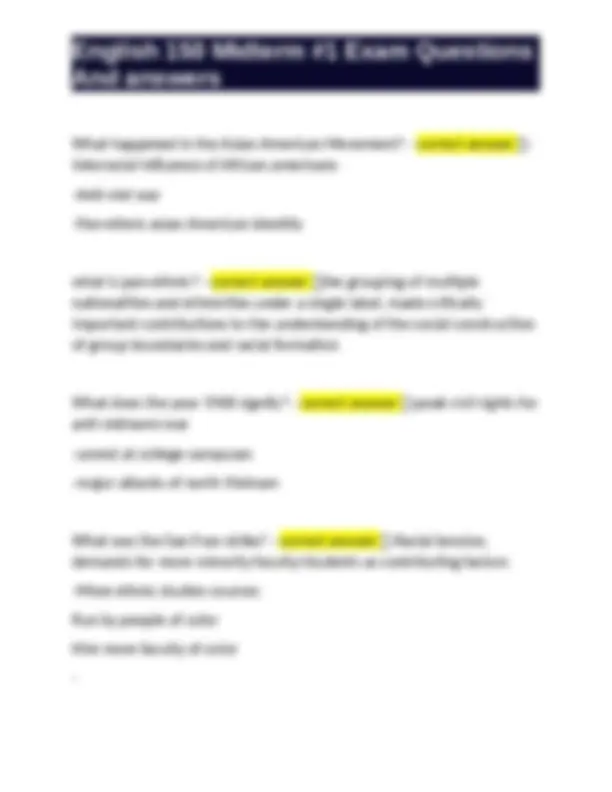 English 150 Midterm #1 Exam Questions and Answers | Exams English ...