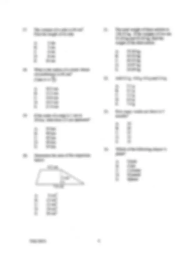 2024 NCEE Common Entrance Past Questions | Exams Mathematics | Docsity