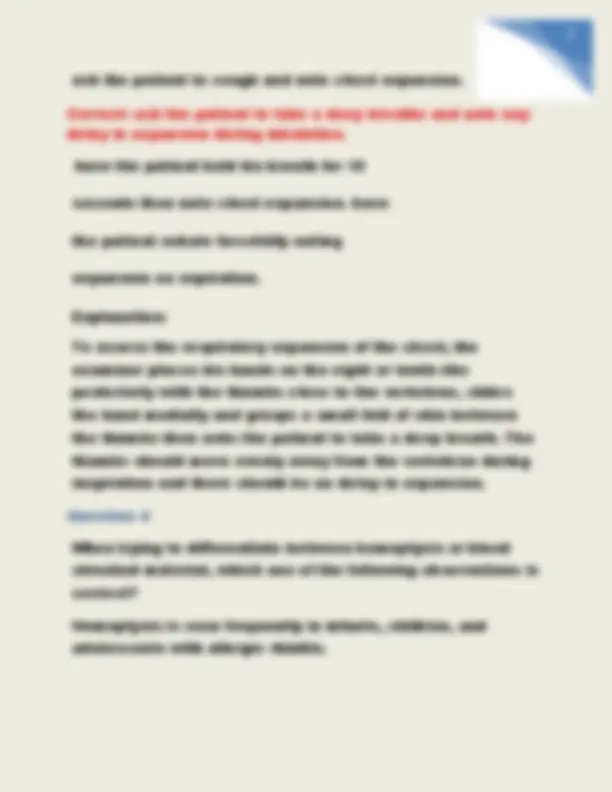 Respiratory Examination Techniques | Exams Nursing | Docsity