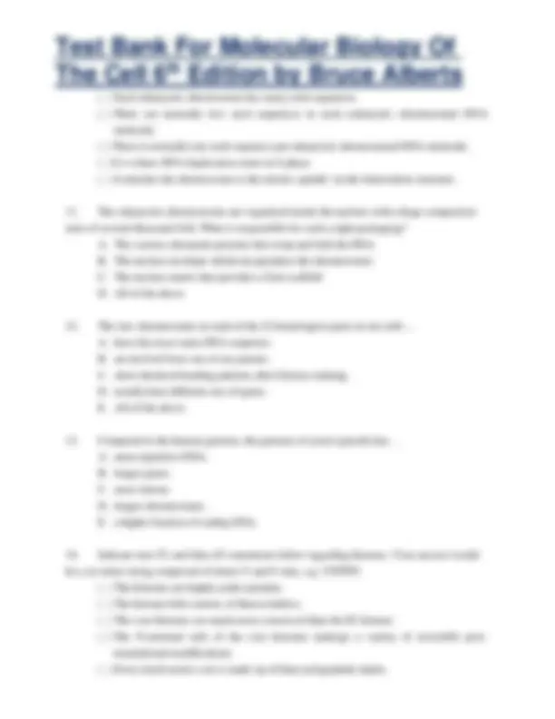 Test Bank For Molecular Biology Of The Cell 6th Edition by Bruce ...