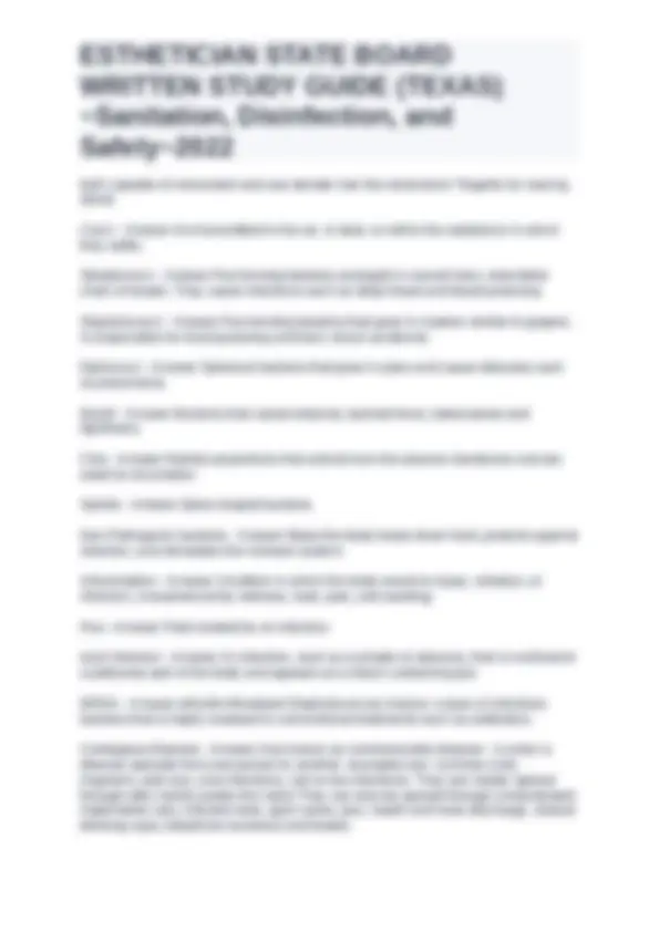 Esthetician State Board Written Study Guide: Sanitation, Disinfection ...
