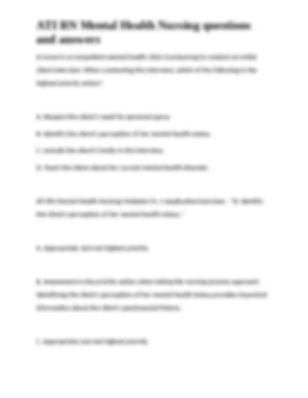 ATI RN Mental Health Nursing Modules: Application Exercises and Notes ...