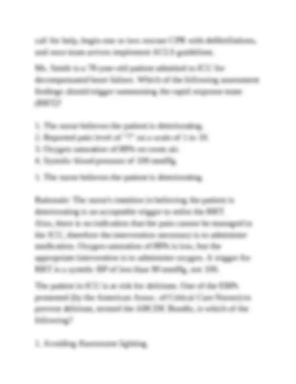 Complex I: Module 1 Quiz (Xavier ABSN) | Exams Nursing | Docsity