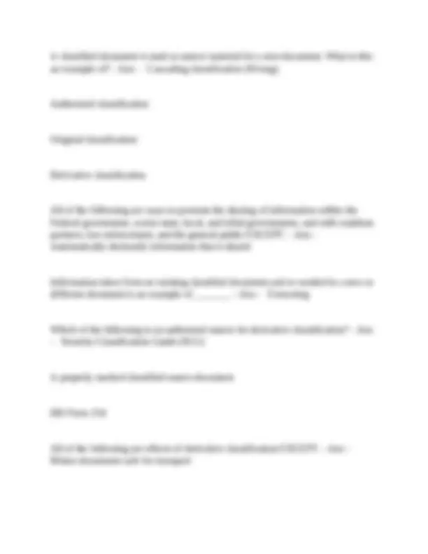 Derivative Classification Exam (IF103.16) - Questions and Answers ...