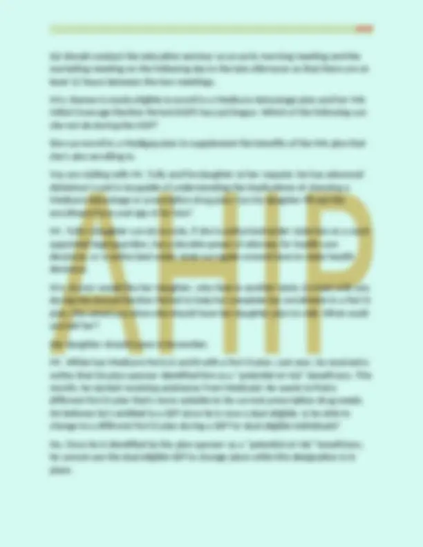 AHIP UPDATED EXAM -- UPDATED SOLUTION | Exams Nursing | Docsity