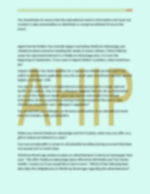 AHIP UPDATED EXAM -- UPDATED SOLUTION | Exams Nursing | Docsity