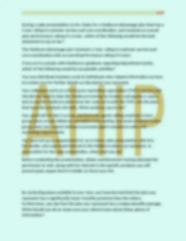 AHIP UPDATED EXAM -- UPDATED SOLUTION | Exams Nursing | Docsity