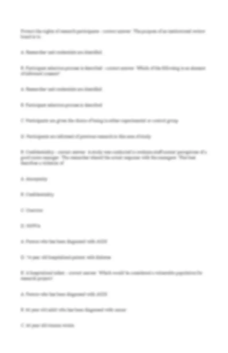 Nursing Research Exam 1 (Practice Questions) 2024/2025 Detailed ...