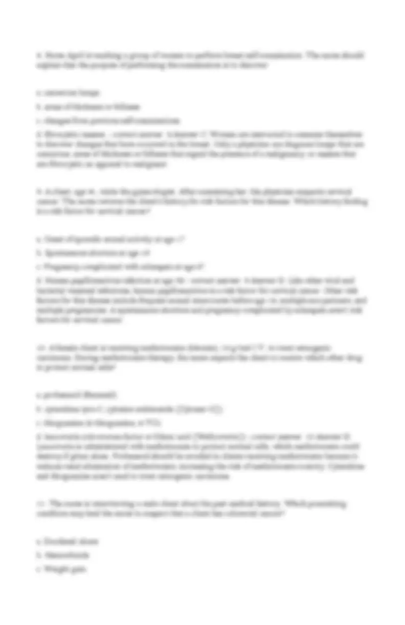 Oncology NCLEX Practice Questions 2024/2025 Detailed Questions And ...