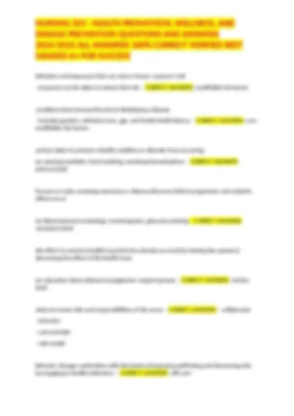 NURSING 205 - HEALTH PROMOTION, WELLNESS, AND DISEASE PREVENTION ...