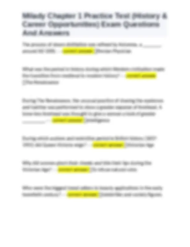 Milady Chapter 1 Practice Test (History & Career Opportunities) Exam ...