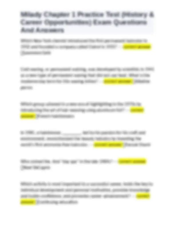 Milady Chapter 1 Practice Test (History & Career Opportunities) Exam ...