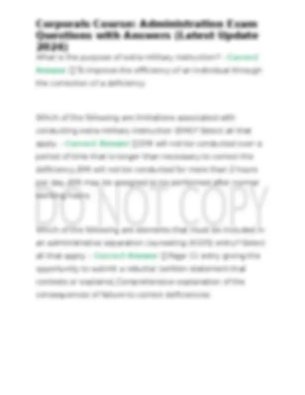 Corporals Course: Administration Exam Questions with Answers (Latest ...