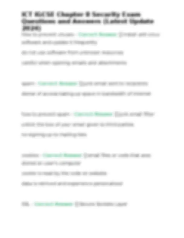 ICT IGCSE Chapter 8 Security Exam Questions and Answers (Latest Update ...