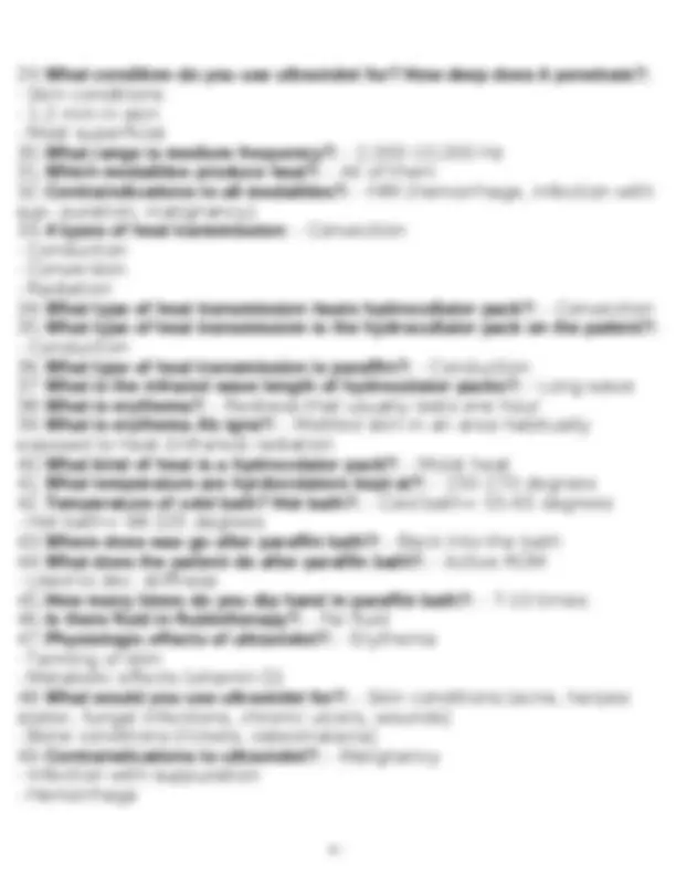 Physiotherapy Questions with Answers | Exams Physiotherapy | Docsity