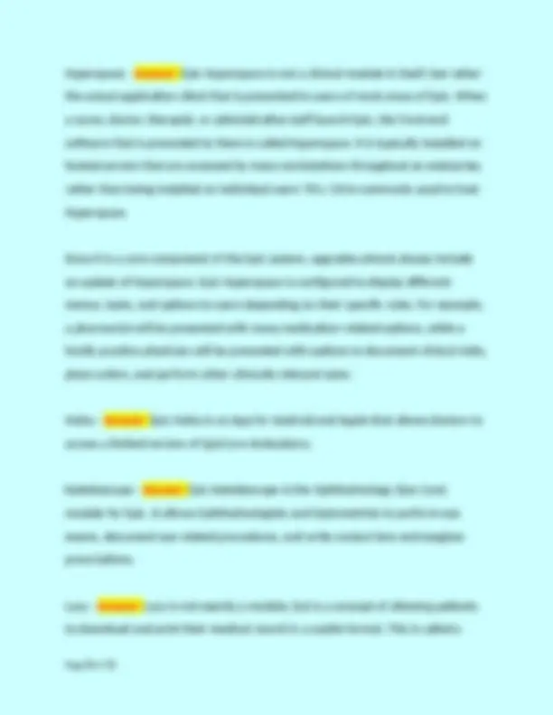 Epic Modules: Definitions and Explanations | Exams Nursing | Docsity