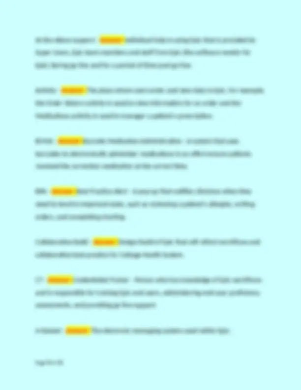 Epic Modules: Definitions and Explanations | Exams Nursing | Docsity