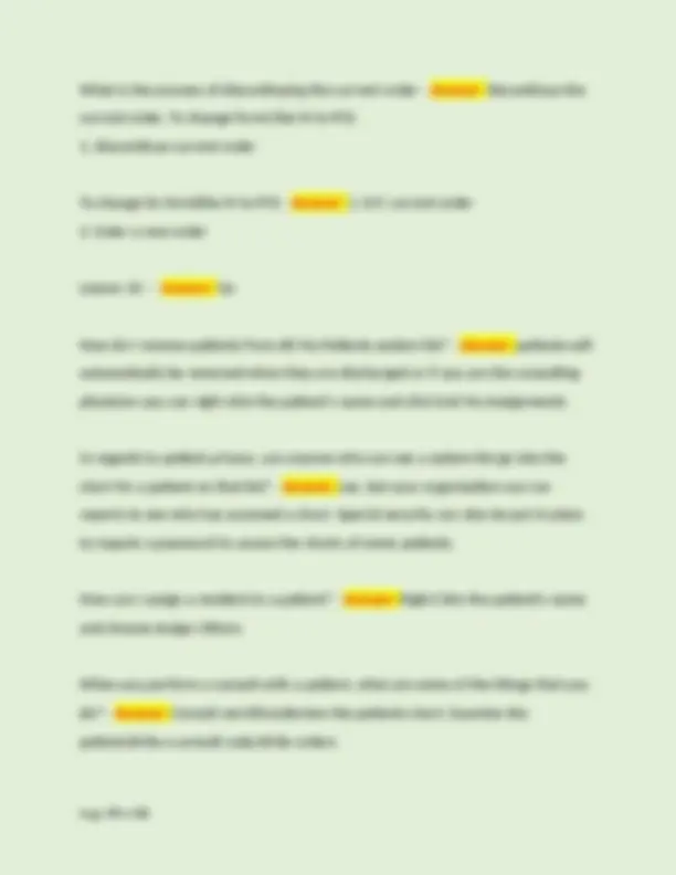 Epic EHR Activity Tabs and Patient Management | Exams Nursing | Docsity