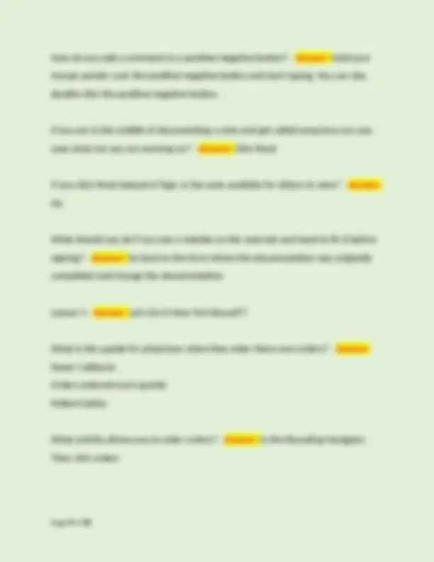 Epic EHR Activity Tabs and Patient Management | Exams Nursing | Docsity