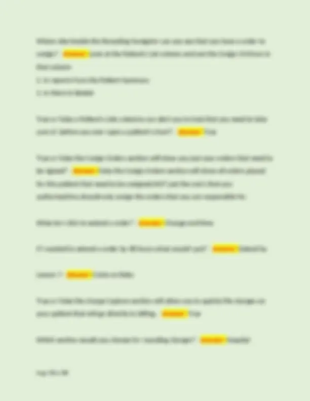 Epic EHR Activity Tabs and Patient Management | Exams Nursing | Docsity