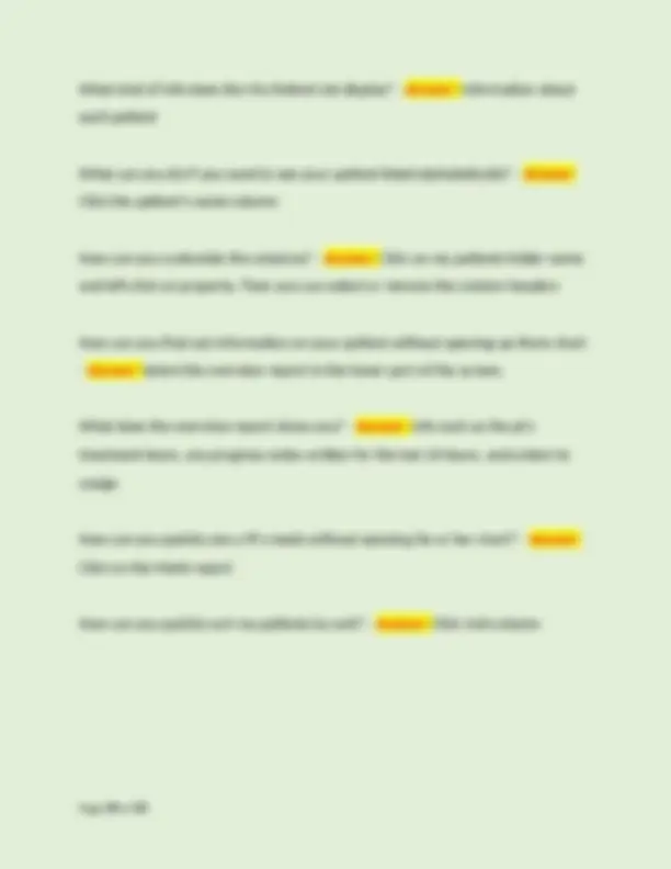 Epic EHR Activity Tabs and Patient Management | Exams Nursing | Docsity