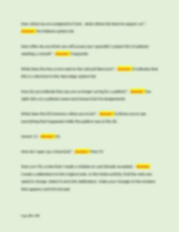 Epic EHR Activity Tabs and Patient Management | Exams Nursing | Docsity