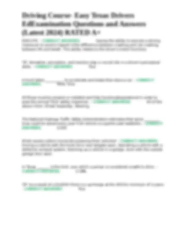 Driving Course - Easy Texas Drivers Exam Questions and Answers (Latest ...