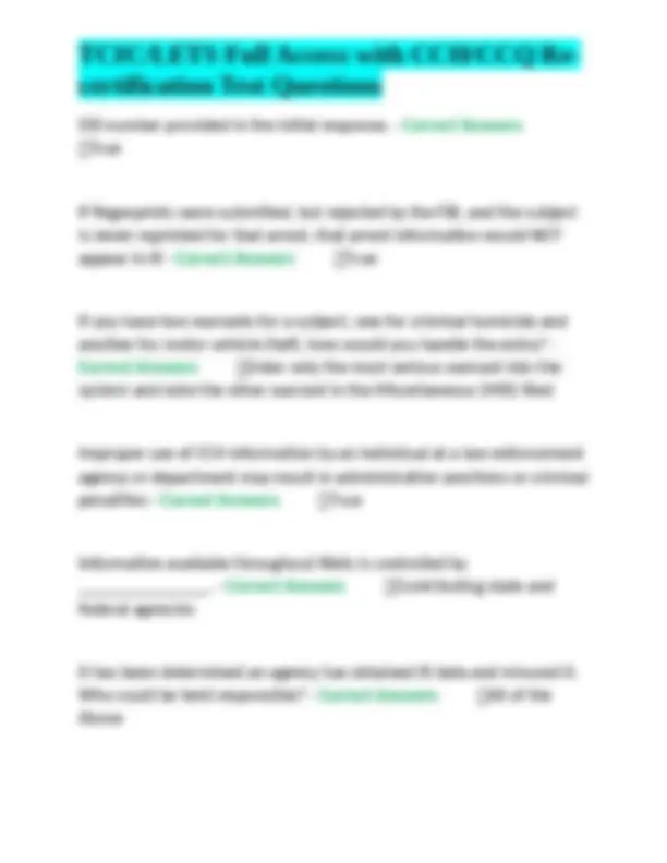 TCIC/LETS Full Access with CCH/CCQ Re-certification Test Questions ...