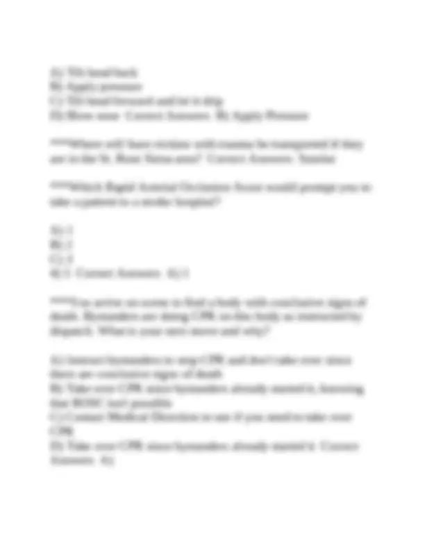 southern Nevada health district’s protocol exam for EMS (EMT basic) Level practice Questio ...