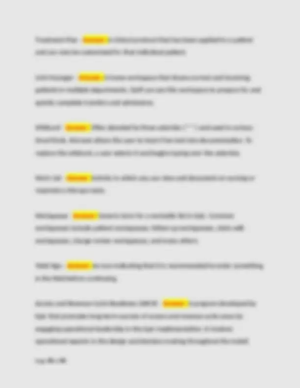 Epic's Healthcare Applications and Terminology | Exams Nursing | Docsity