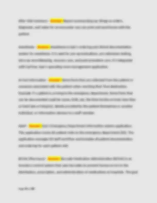 Epic's Healthcare Applications and Terminology | Exams Nursing | Docsity