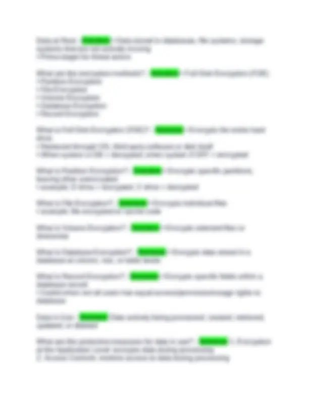 Data Protection and Cryptography Techniques | Exams Data Mining | Docsity