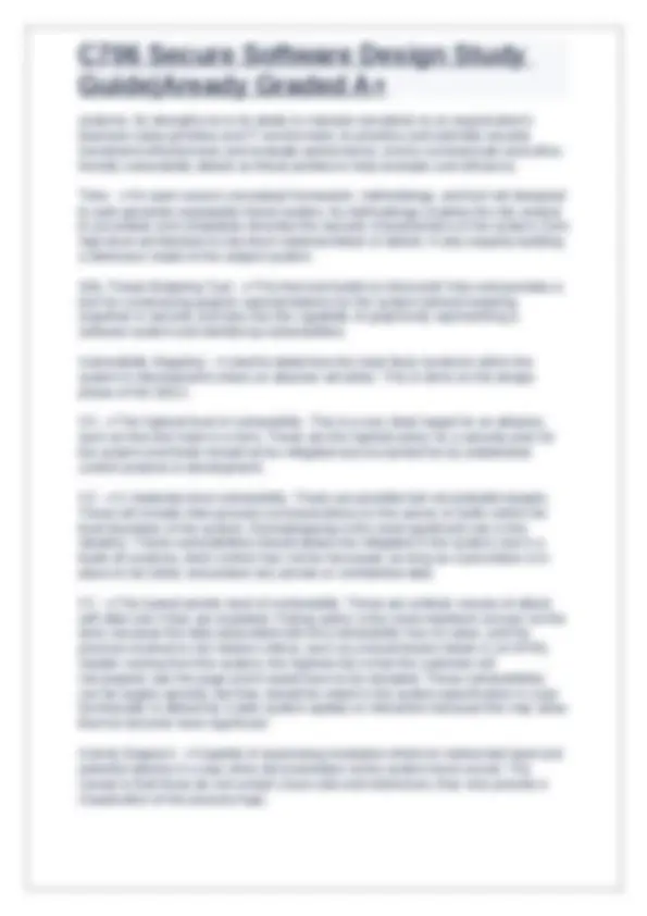 Secure Software Design Study Guide | Exams Nursing | Docsity