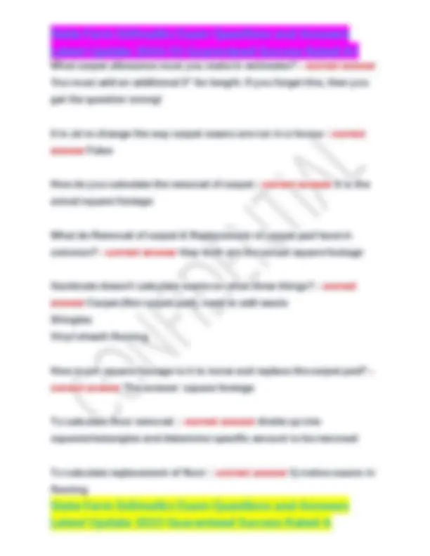 State Farm Estimatics Exam Questions and Answers | Exams Nursing | Docsity