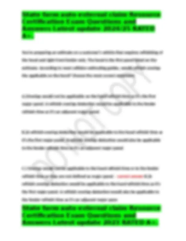 State Farm Auto External Claim Resource Certification Exam Questions ...