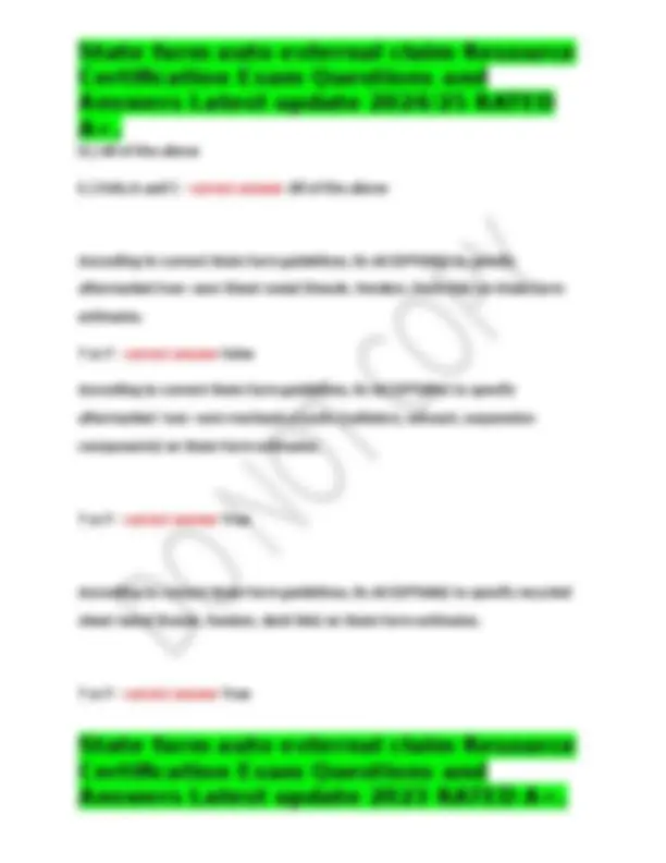 State Farm Auto External Claim Resource Certification Exam Questions ...