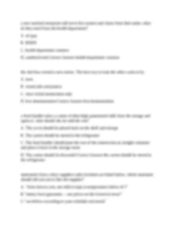 Premier Food Safety Sample Test 1 Questions and Answers | Exams Food ...