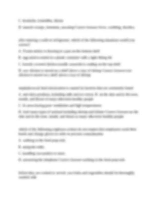 Premier Food Safety Sample Test 1 Questions and Answers | Exams Food ...