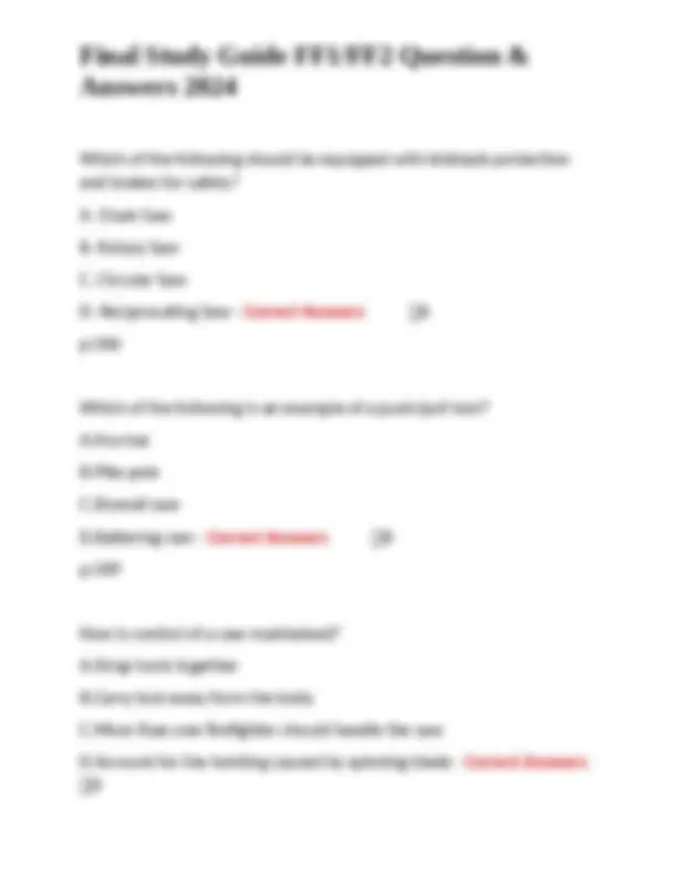Final Study Guide FF1/FF2 Question & Answers 2024 | Exams Nursing | Docsity