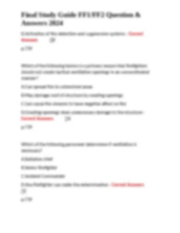 Final Study Guide FF1/FF2 Question & Answers 2024 | Exams Nursing | Docsity
