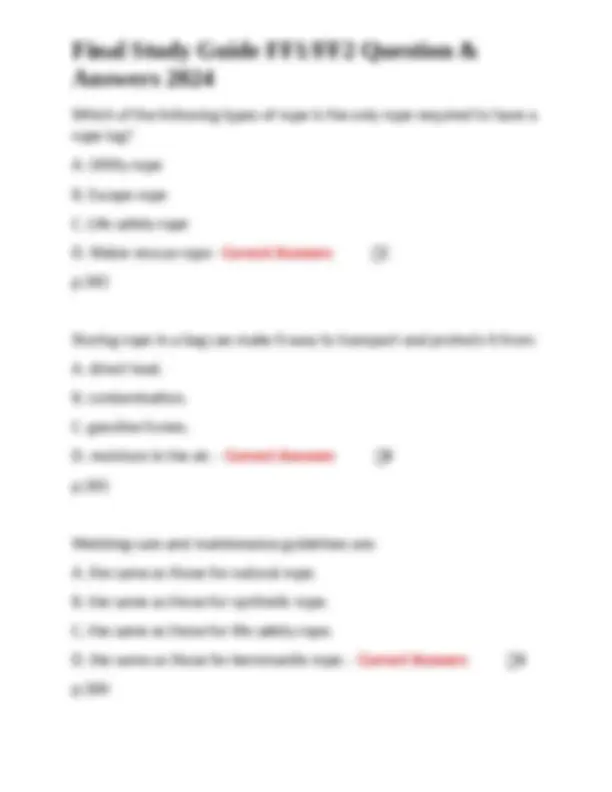 Final Study Guide FF1/FF2 Question & Answers 2024 | Exams Nursing | Docsity
