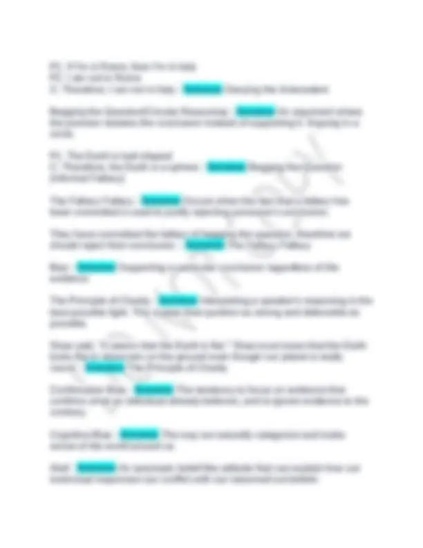 Critical Thinking: Fundamentals of Arguments and Logical Reasoning | Exams Literature | Docsity