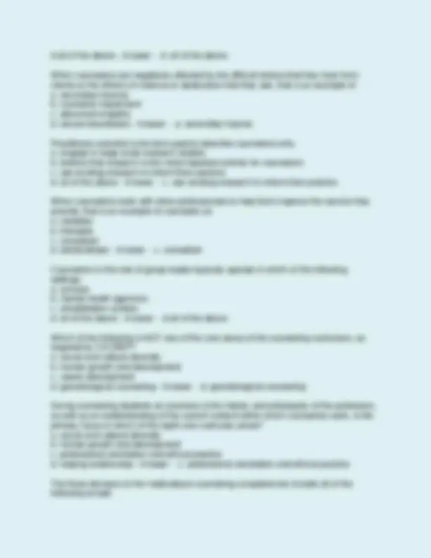 CPCE EXAM QUESTIONS AND ANSWERS | Exams Social Sciences | Docsity