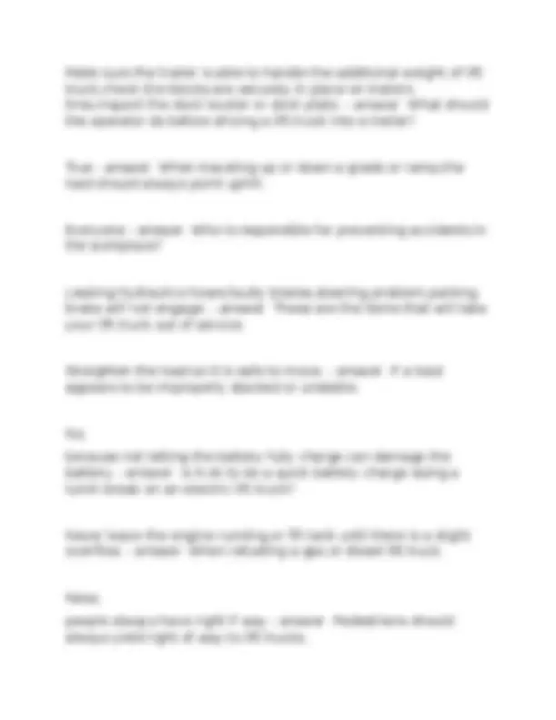 Forklift Certification Test | Exams Biology | Docsity