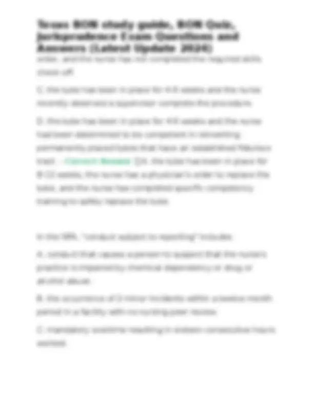 Texas BON study guide, BON Quiz, Jurisprudence Exam Questions and ...