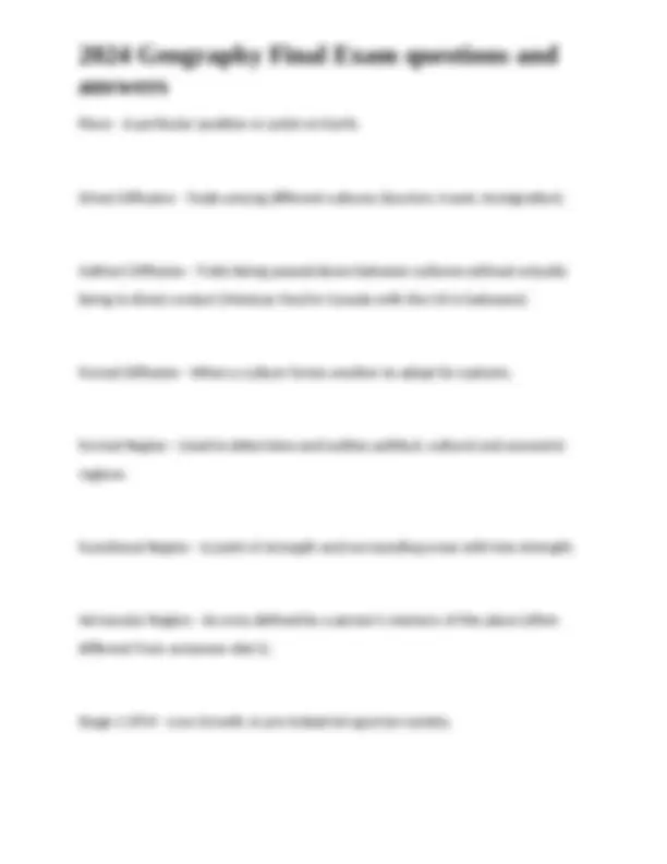 2024 Geography Final Exam questions and answers | Exercises Nursing ...