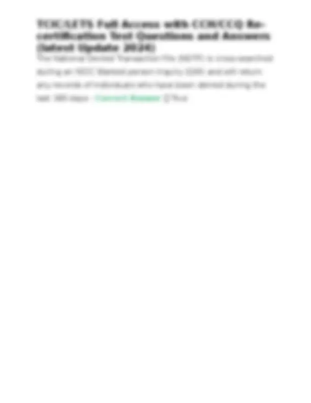 TCIC/LETS Full Access with CCH/CCQ Recertification Test Questions and ...