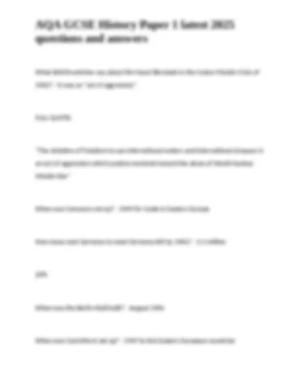 AQA GCSE History Paper 1 Latest 2025 Questions and Answers | Exams ...